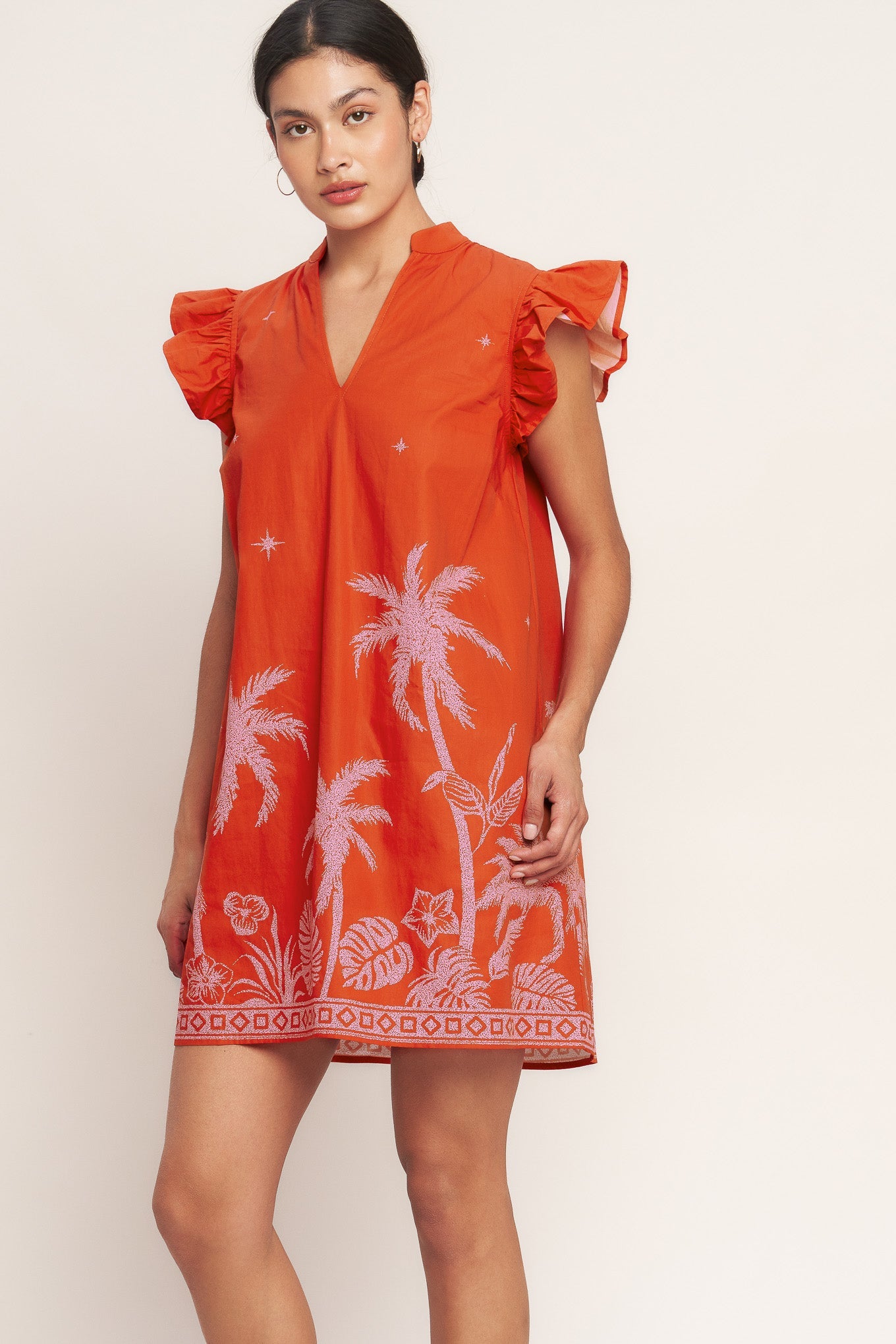 Island State Of Mind Woven Mini Dress - Printed Cotton Resort Dress ...